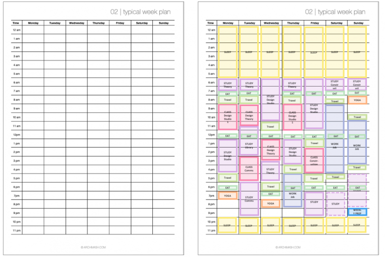 3 Steps To Create A Simple Student Weekly Plan (For Architecture ...